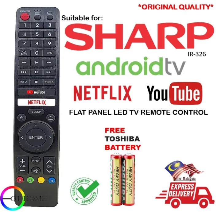 Sharp Android Smart Flat Panel TV Remote Control (IR-326) LC-60LE650M ...