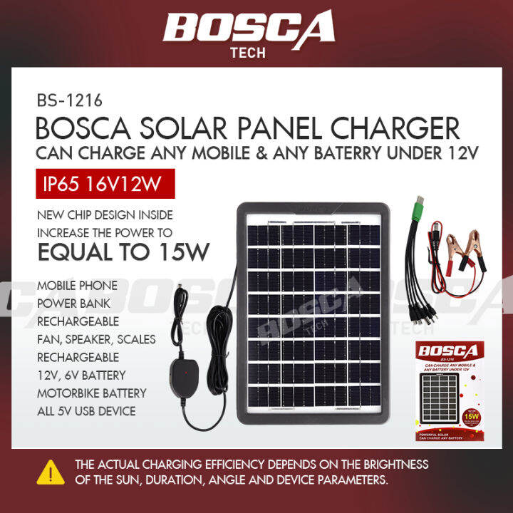 BOSCA Solar Panel Charger 12V 16W Can charge any mobile & any battery ...