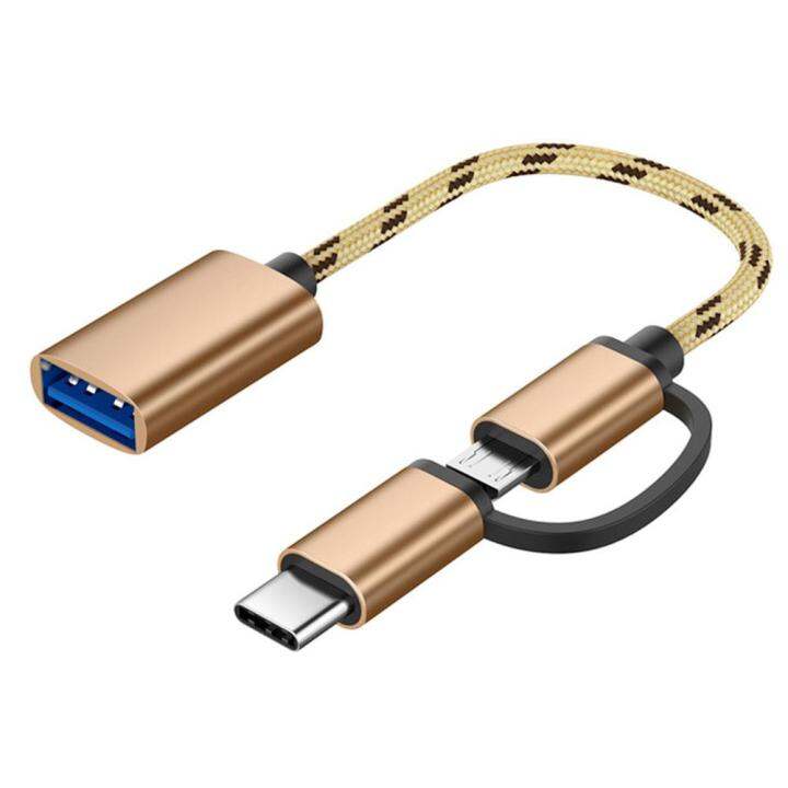 2 in 1 USB 3.0 OTG Adapter Nylon Braid Cable USB C Data Sync Adapter ...