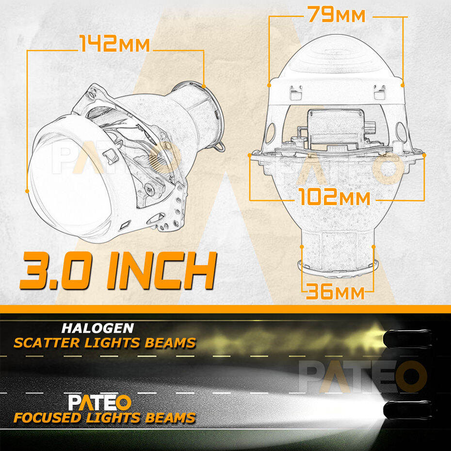 3.0 inch H7 HID LED Headlight Lenses D2S Bi-xenon Projector H7 LED Lens ...