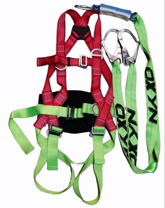 OXYN full body harness with back support and double hook with shock ...