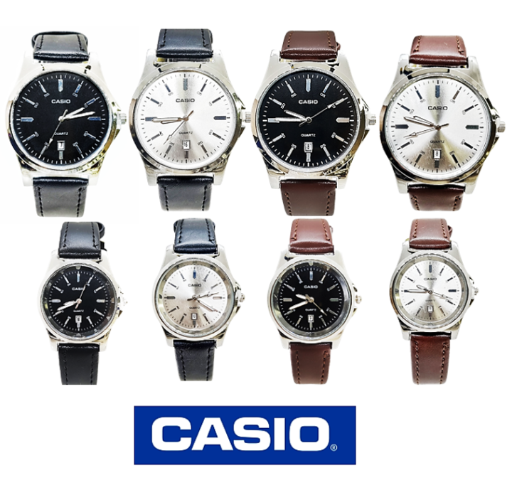 นาฬิกาข้อมือcasio สายหนังสีน้ำตาล/ดำ มีวันที่ นาฬิกาcasioผู้หญิงและ ...