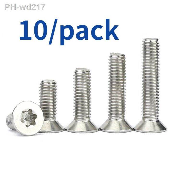 10pcs/lot A2-70 Stainless Steel Six-Lobe Torx Flat Countersunk Head Screw Bolts M1.6 M2 M2.5 M3 ...
