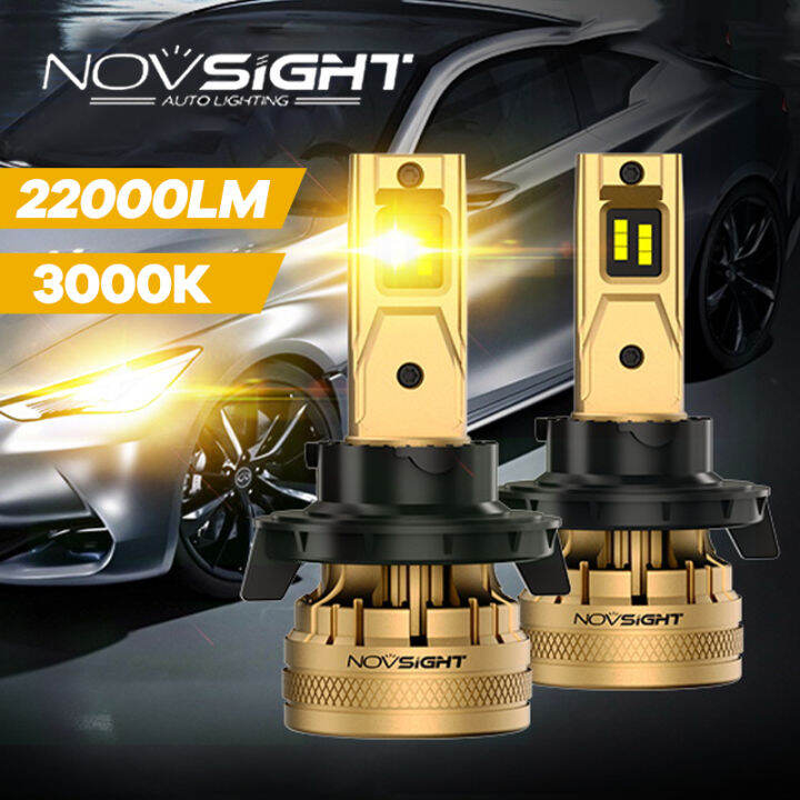 Novsight N37Y 3000K Yellow Light Car H11 H4 LED Headlight Fog Light ...