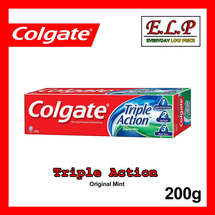 Colgate Triple Action Toothpaste Original Mint 200g | Lazada