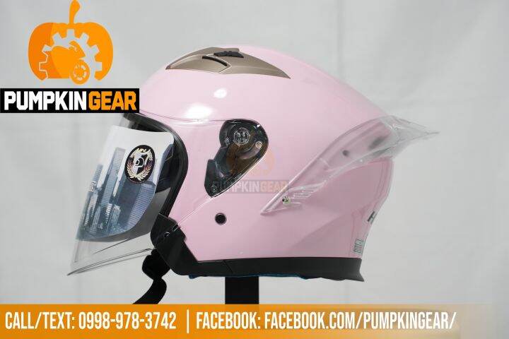 HNJ HALF FACE 916 GLOSS LIGHT PINK WITH SPOILER (DUAL VISOR) | Lazada PH