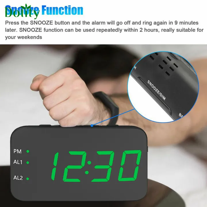 Dolity Digital LED Snooze Electronic Alarm Clock with Voice Control ...