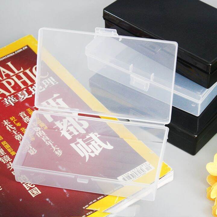 Rectangle Plastic Storage Box Transparent Organizer Stickers Box Desk ...