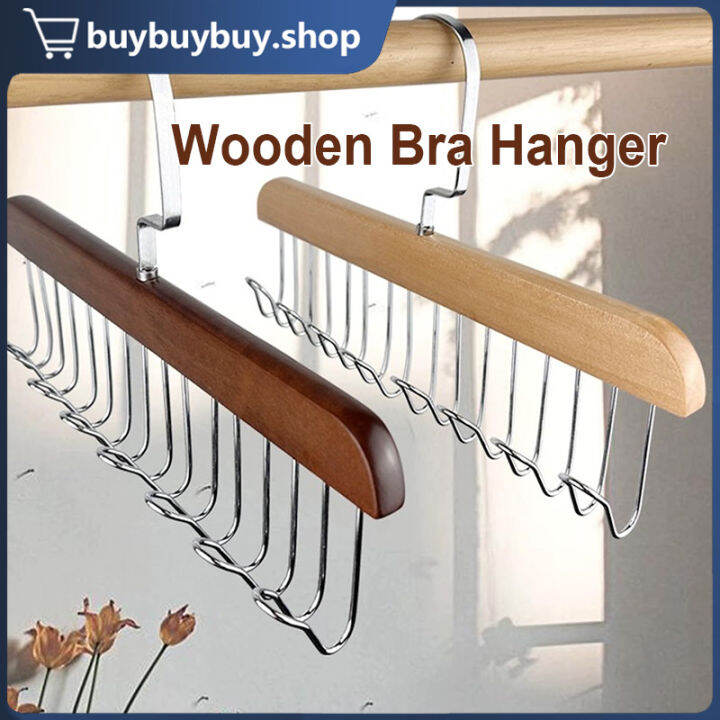 Multi-functional Wood Bra Hanger 8 Hooks Wood Hanger For Bra Belt Tie ...