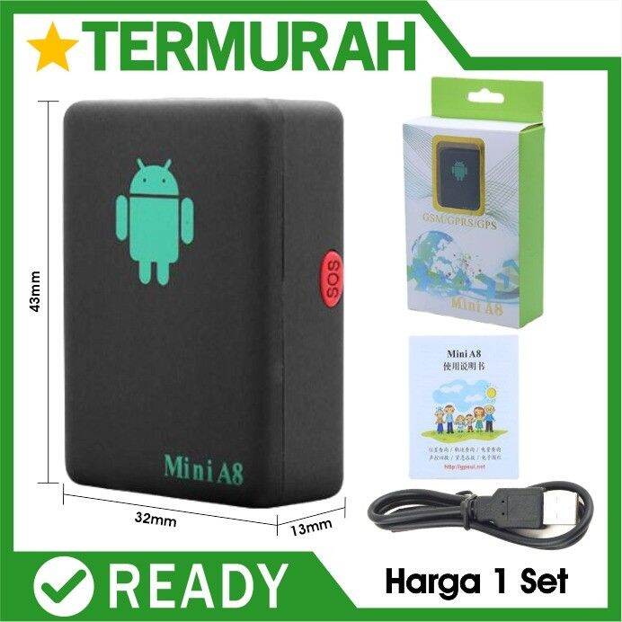 GPS Tracker Mini A8 Alat Sadap Suara Pelacak Lokasi GSM GPRS spy LBS ...
