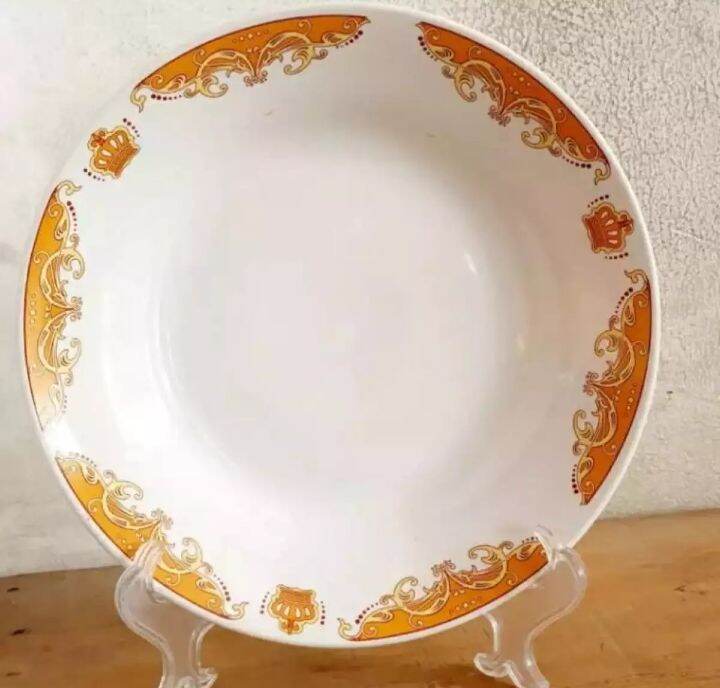 PIRING CANTIK; Piring KERAMIK Makan Motif Mahkota Kuning / Piring Makan ...