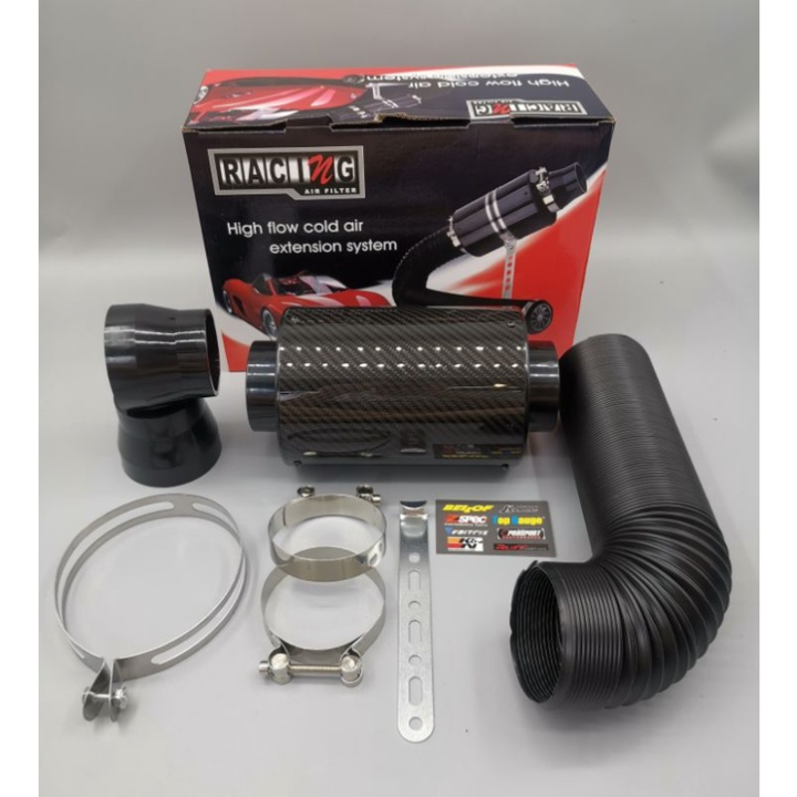 Universal Carbon Fiber Filter Intake Kit 3 Inch Flexible Pipe Piping ...