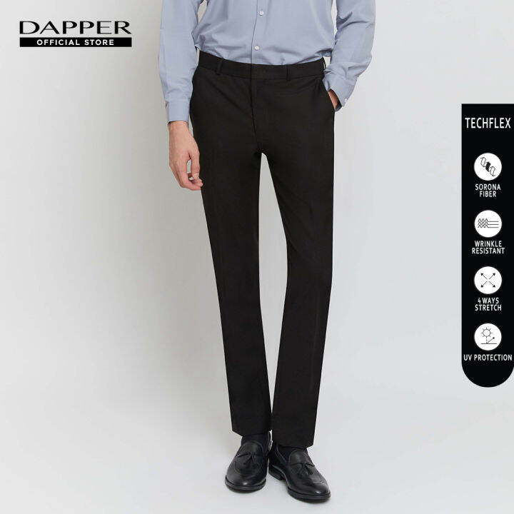 DAPPER กางเกงทำงาน TECH FLEX ทรง Slim-Fit เนื้อผ้ายืด สีดำ | Lazada.co.th