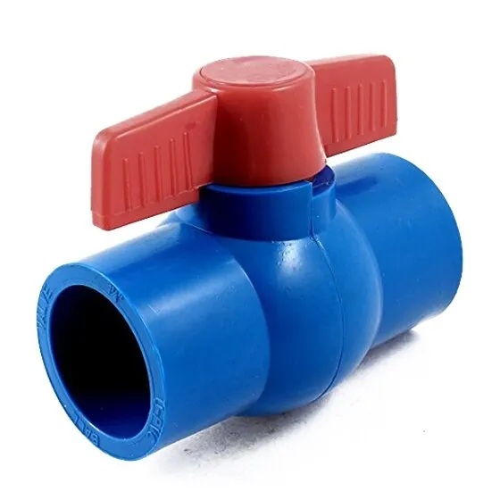 40mm x 40mm Slip Full Port Red Handle Lever U-PVC Ball Valve Blue ...