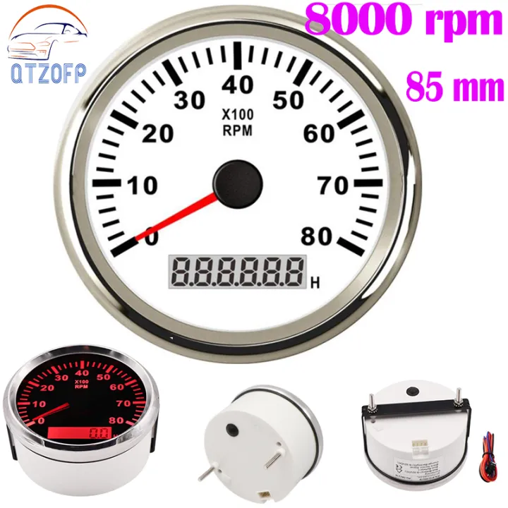 【ราคาถูก】6000RPM 8000 RPM 85MM Marine Tachometer Gauge Waterproof Boat ...