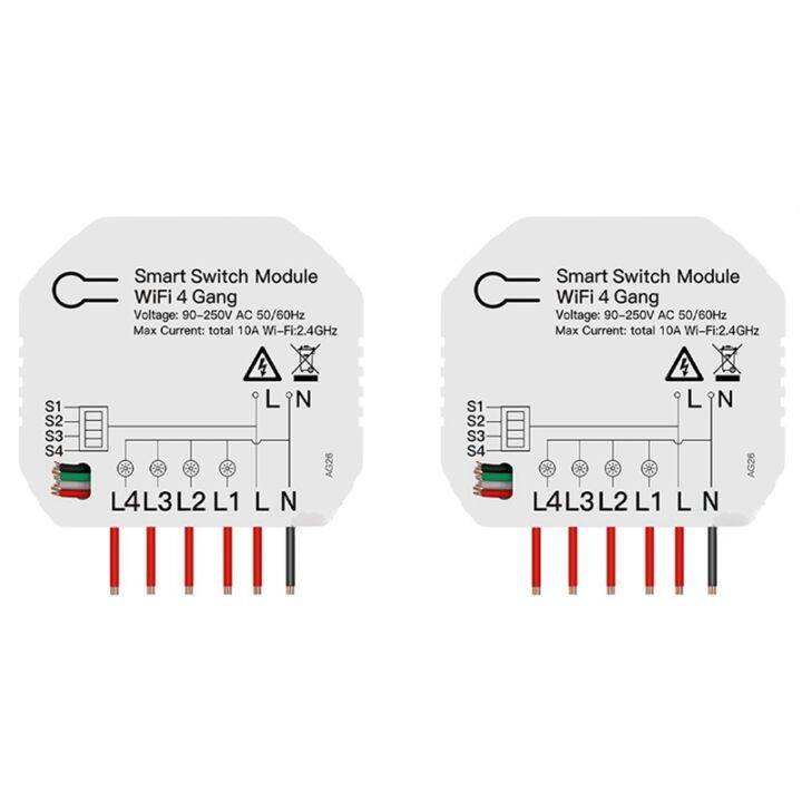 2X DIY WiFi Smart Light Switch 4 Gang 1/2 Way Module Smart Life/Tuya ...