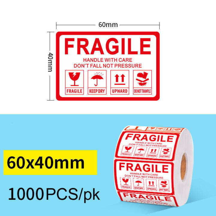 1000pcs 60*40mm Fragile Warning Label Sticker Please Handle with Care ...