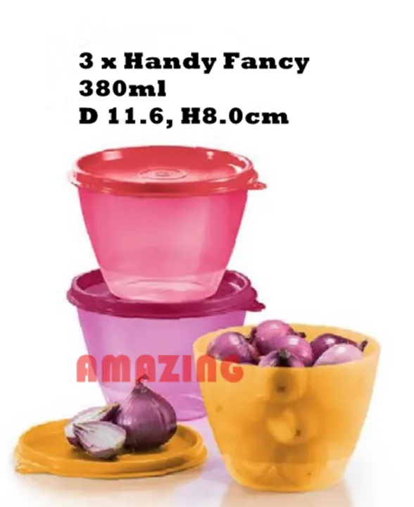 Tupperware Handy Fancy (3pc) *380ml/ Chill cup/ Food container/ Food ...