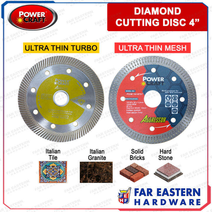 POWERCRAFT Diamond Cutting Disc 4" Super Thin Turbo for Angle Grinder ...