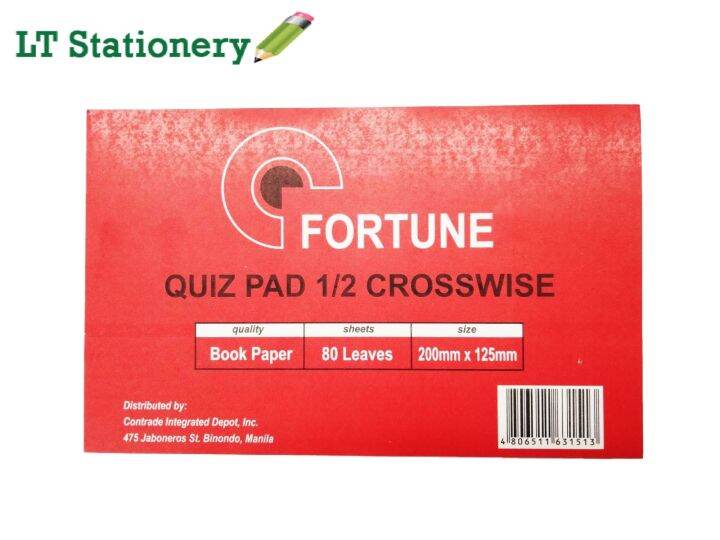 1 Pad 1/2 Crosswise Quiz Pad paper 80 Leaves | Lazada PH