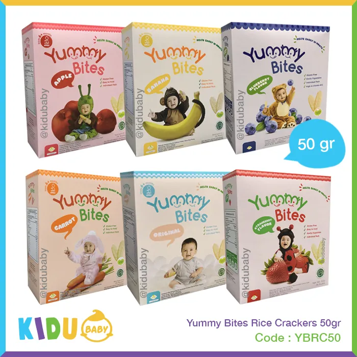 Cemilan Bayi / Snack Anak Yummy Bites Rice Crackers 50gr Kidu Baby ...