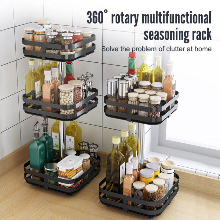 Higher Quality 360° Rotating Spice Rack 1/2/3 Tier Metal Material ...
