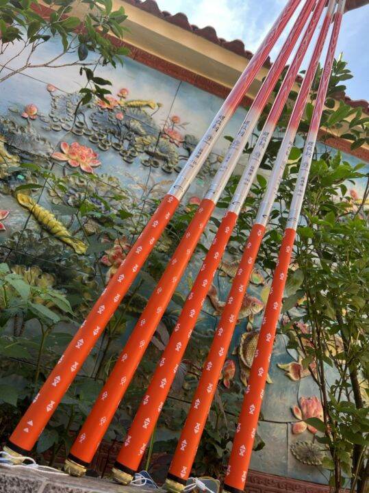 Cần câu tay cao cấp Bạch Kinh Thiên 6H cam trắng siêu nhẹ carbon 8 lớp ...