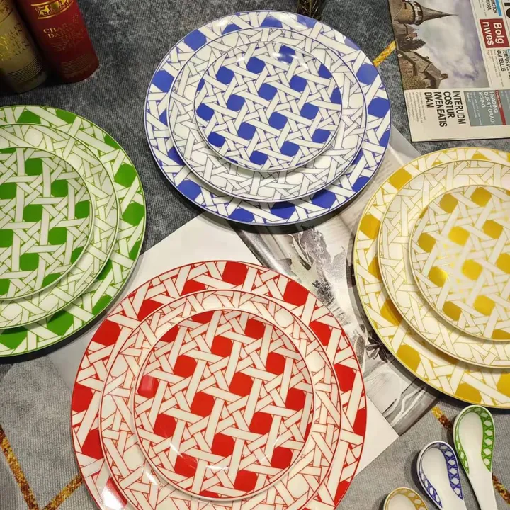 Nordic Tableware Ceramic Plate 5PCS/Set, Hand-Painted Art Creative ...