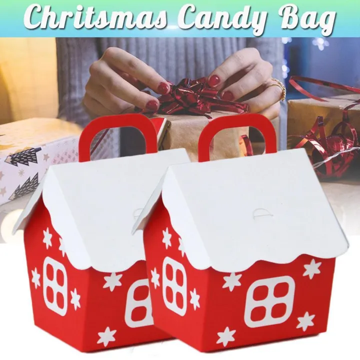 10pcs Christmas Handy Candy Box Wedding Candy Red Small Carton House ...