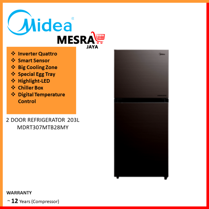 Midea 2 Door Refrigerator 240L - MDRT307MTB28MY | Lazada