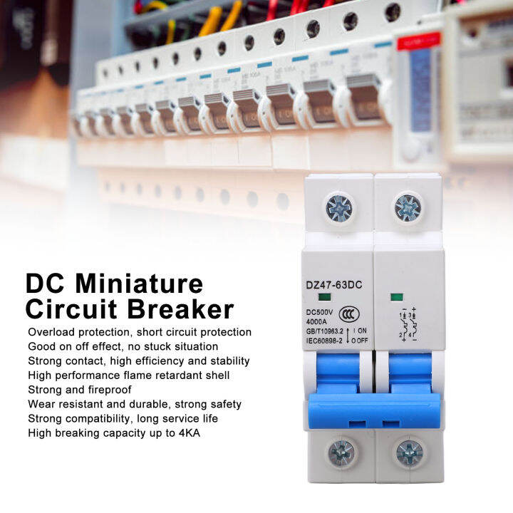 DC Miniature Circuit Breaker 500V Safe PV Air Circuit Breaker 4KA Breaking 2P Upgraded Strong ...