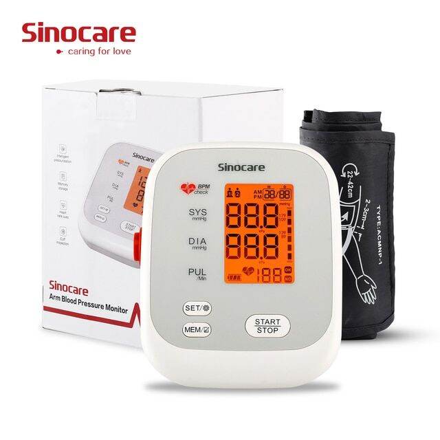 Sinocare Blood Pressure Monitor Upper Arm with 2 Users 120 Memory 3PCS Automatic Digital BP ...