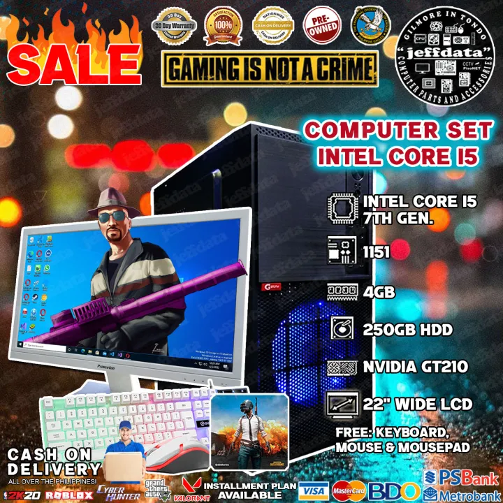 Computer Set Intel core i5 7th Gen. 4gb ram 250gb hdd Nvidia Gt210 22 ...