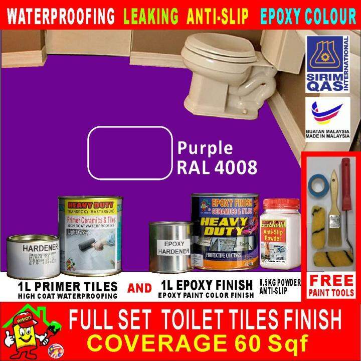 RAL 4008 ( FULL SET EPOXY PAINT ) 1L PRIMER TILES AND 0.5 KG POWDER ...