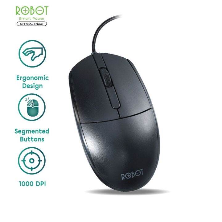 ROBOT M120 Wired USB Mouse 3-Buttons Optical Tracking PC / Mac / Laptop ...