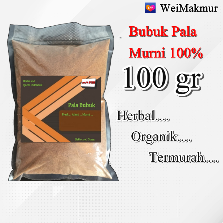 Pala Bubuk 100 gram murni biji pala asli (fresh dan super wangi ...