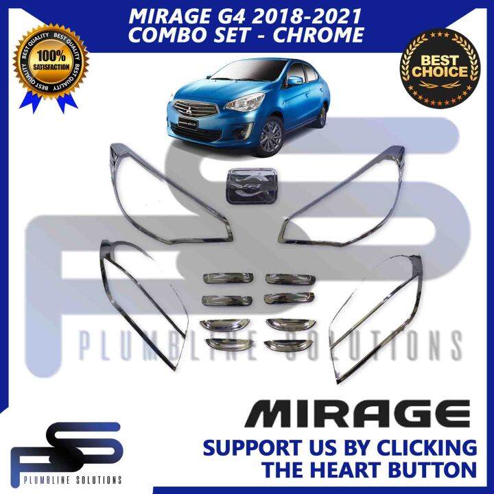 Mitsubishi Mirage G4 Garnish Set 2018 2019 2020 2021 Black / Chrome G4 ...