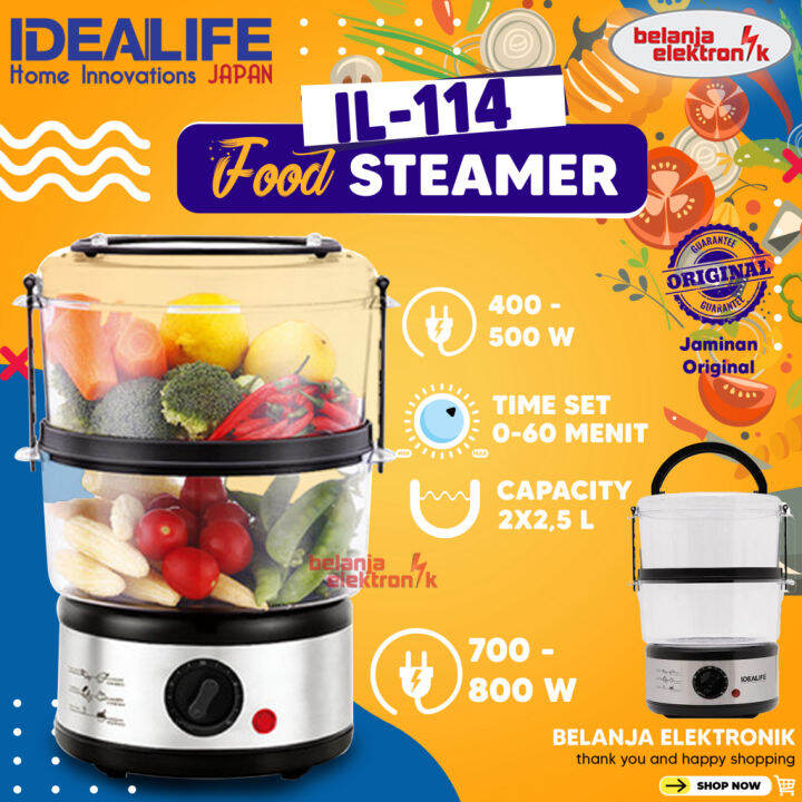 FOOD STEAMER IDEALIFE ALAT PENGUKUS MAKANAN SERBAGUNA IL-114 | Lazada ...