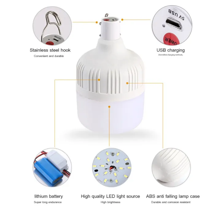 COD Solar Light Bulb Outdoor Waterproof 100W 200W Solar Panel Full Set ...