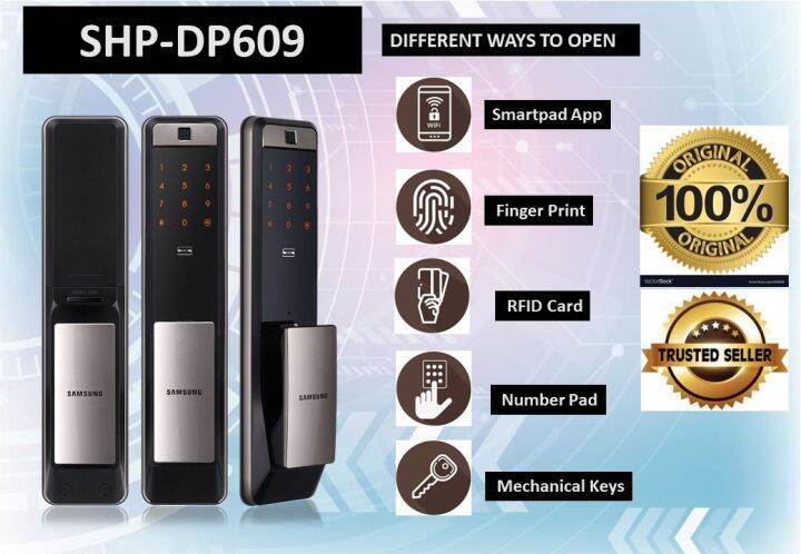 Samsung Digital Lock SHP-DP609 Push & Pull Mortise Door Lock For Wooden Door (FREE INSTALLATION ...