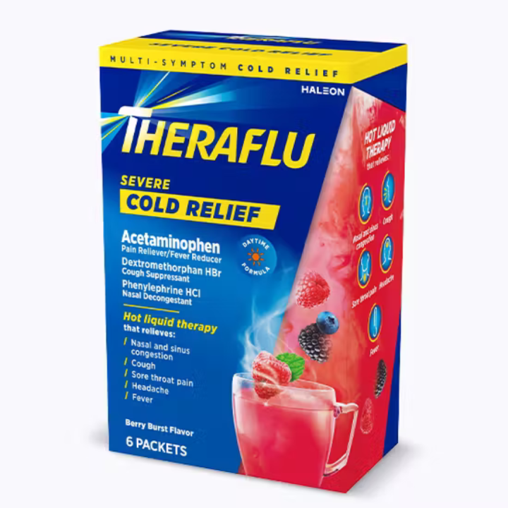 Theraflu Severe Cold Relief Day Time Formula Berry Burst 6 packets ...