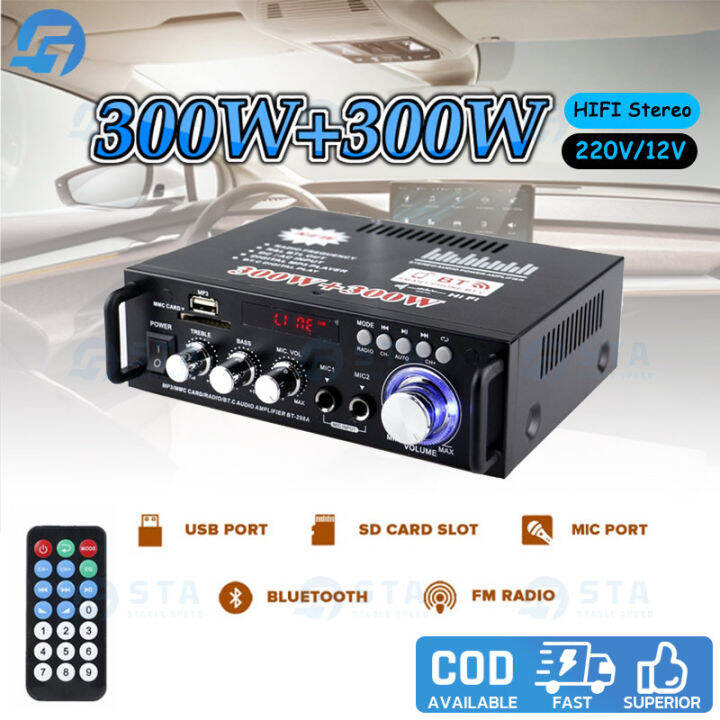 300W+300W Digital Bluetooth Stereo Audio Amplifier FM Radio WITH Remote Control BT-298A | Lazada PH