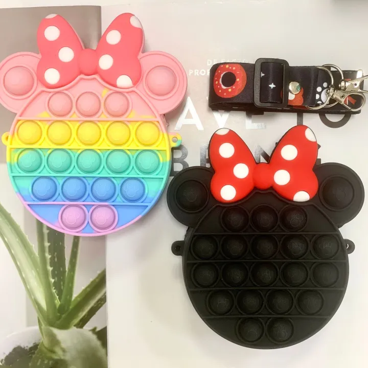 Big Popit Fidget Toys Simple Dimple Bubble Handbag Rainbow Bag Kid Game ...
