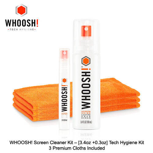 WHOOSH! Screen Cleaner Kit – (3.4oz +0.3oz) Tech Hygiene Kit – 3 ...
