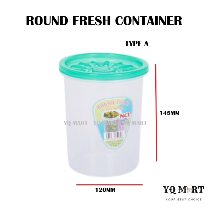 Round Fresh Airtight Multipurpose Containers 120MM-180MM/Bekas Keropok ...