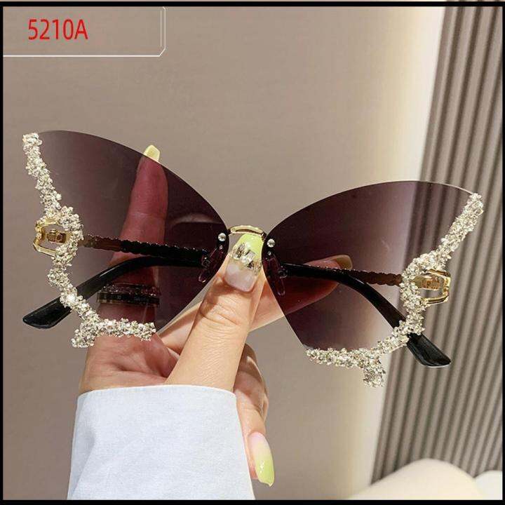 5210A วินเทจ แว่นตา Y2K เพชรประดับเพชร ขนาดใหญ่สุดไซต์ แว่นตากันแดดรูปผีเสื้อ เฉดสีของผู้หญิง ...