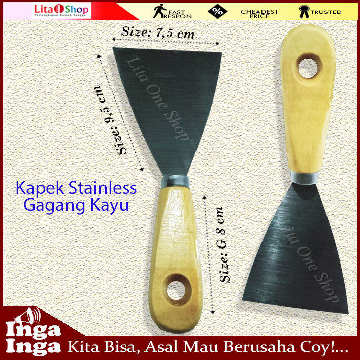 Kape Stainless Gagang Kayu Kape Dempul Plamer Scrapper | Lazada Indonesia