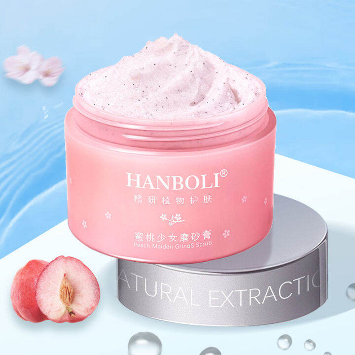 HANBOLI Peach Body Scrub Exfoliating Chicken Skin Whitening Brightening ...
