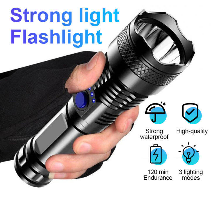 Ultra Bright Rechargeable Tactical Flashlight 3 Modes Outdoor ...