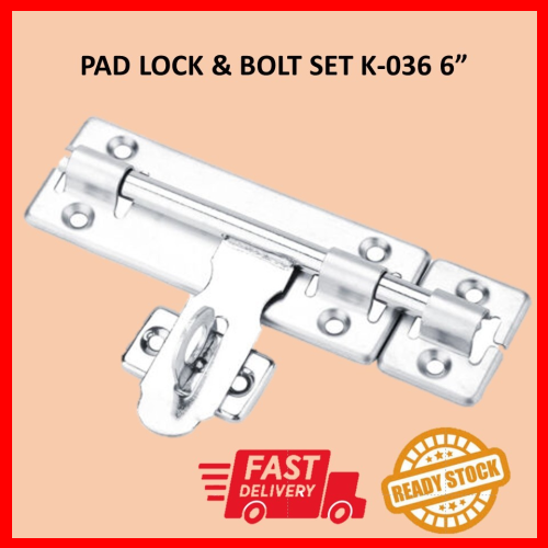 [LOCAL READY STOCKS] Pad Lock and Bolt Set 6 Inch Door Kitchen Cabinet ...